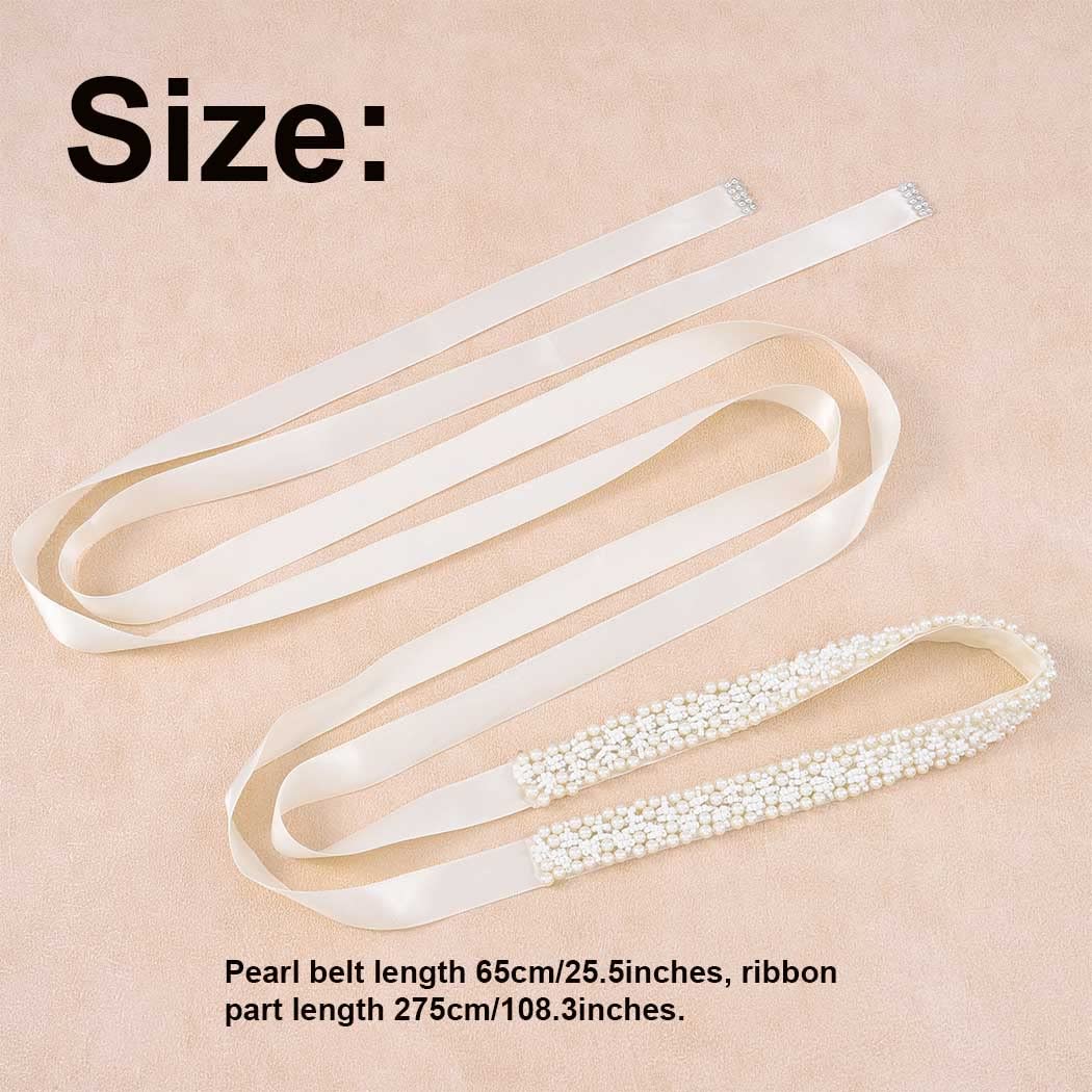 Campsis Pearl Bridal Belt Handmade Wedding Dress Belt Sashes Ivory Beaded Accessories For Bridal Gowns(S)