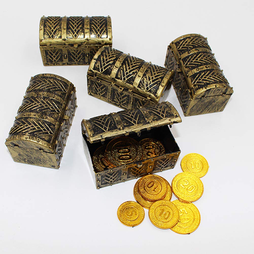 JIUCHEN Mini Pirate Treasure Chests, 10pcs Vintage Pirate Jewelery Storage Box for Kids Children Party Supplies Decor, Party Supplies Decor Store Gold Coins Gems Decoration Candy Box Grab Bag