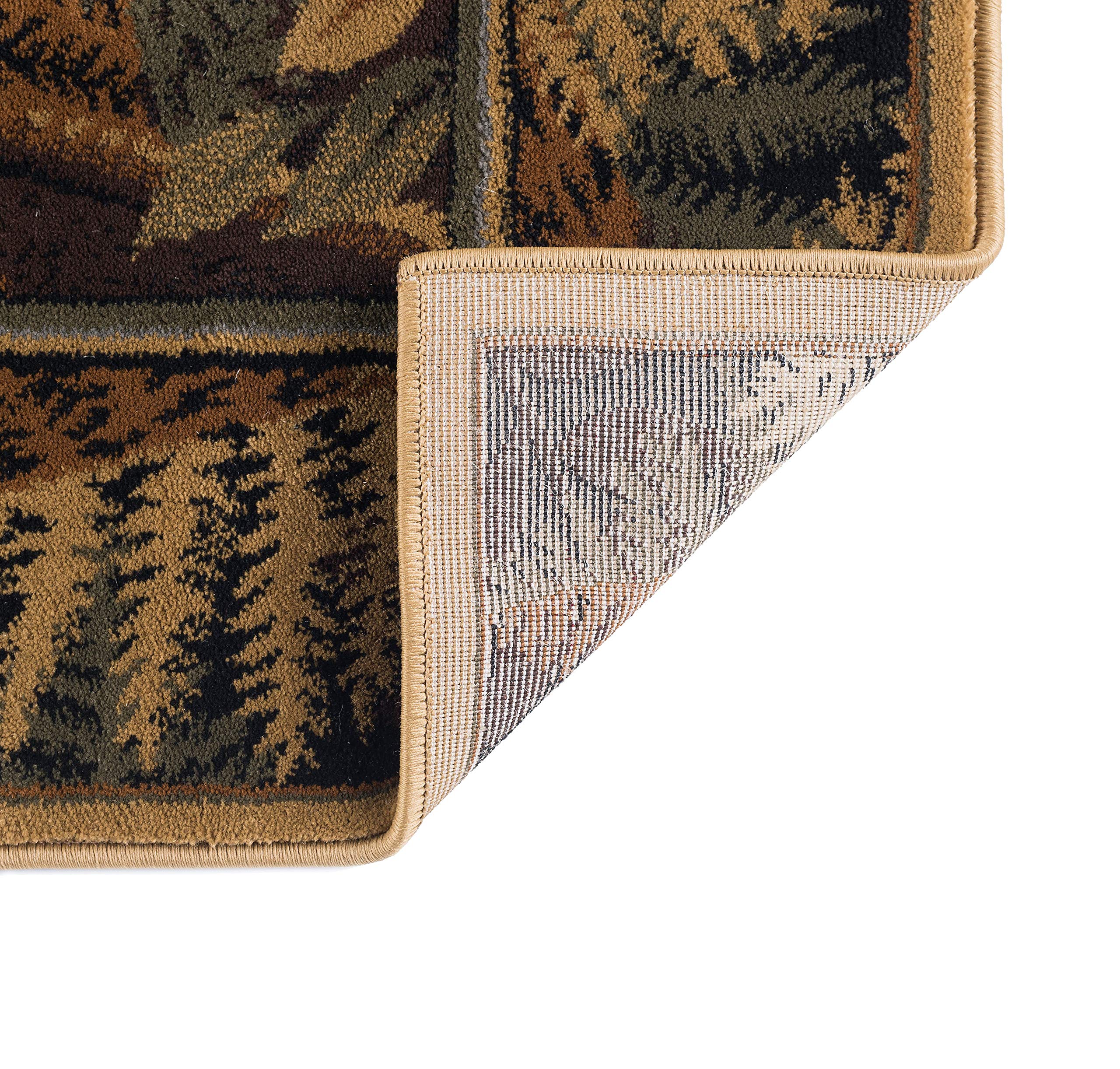 Fern Bear Novelty Lodge Pattern Beige Rectangle Area Rug, 8' x 10'