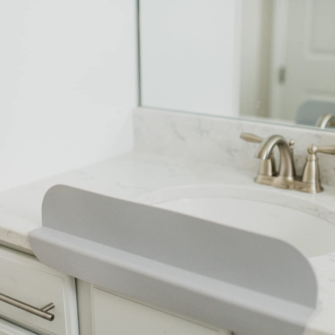Dreamroo Silicone Sink Splash Guard and Edge Protector - suction cup base for kitchen, bathroom and island sinks (Light Gray)