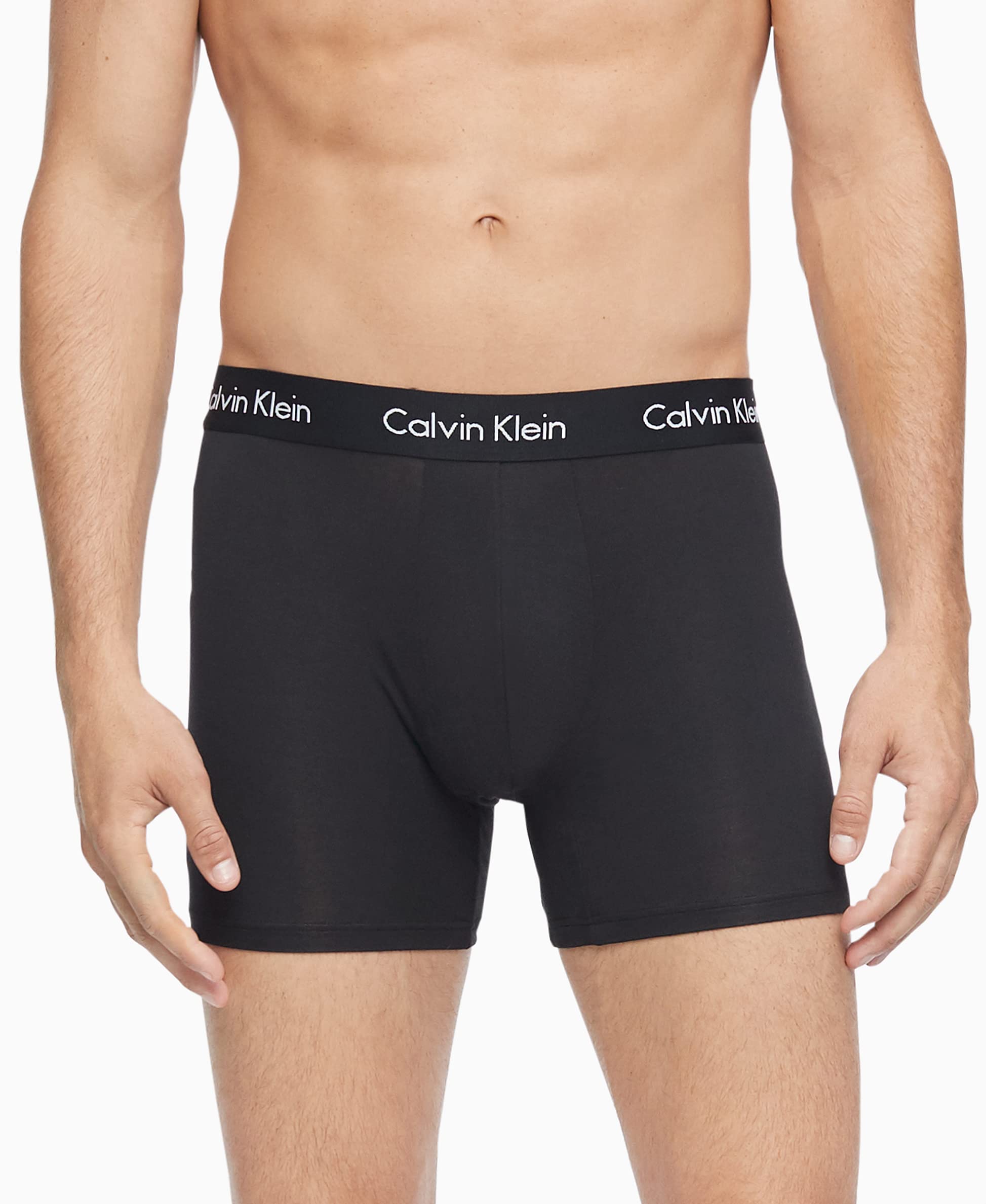 Calvin Klein Men's Underwear Body Modal Boxer Briefs 3 Pack, Black/Black/Black, Large