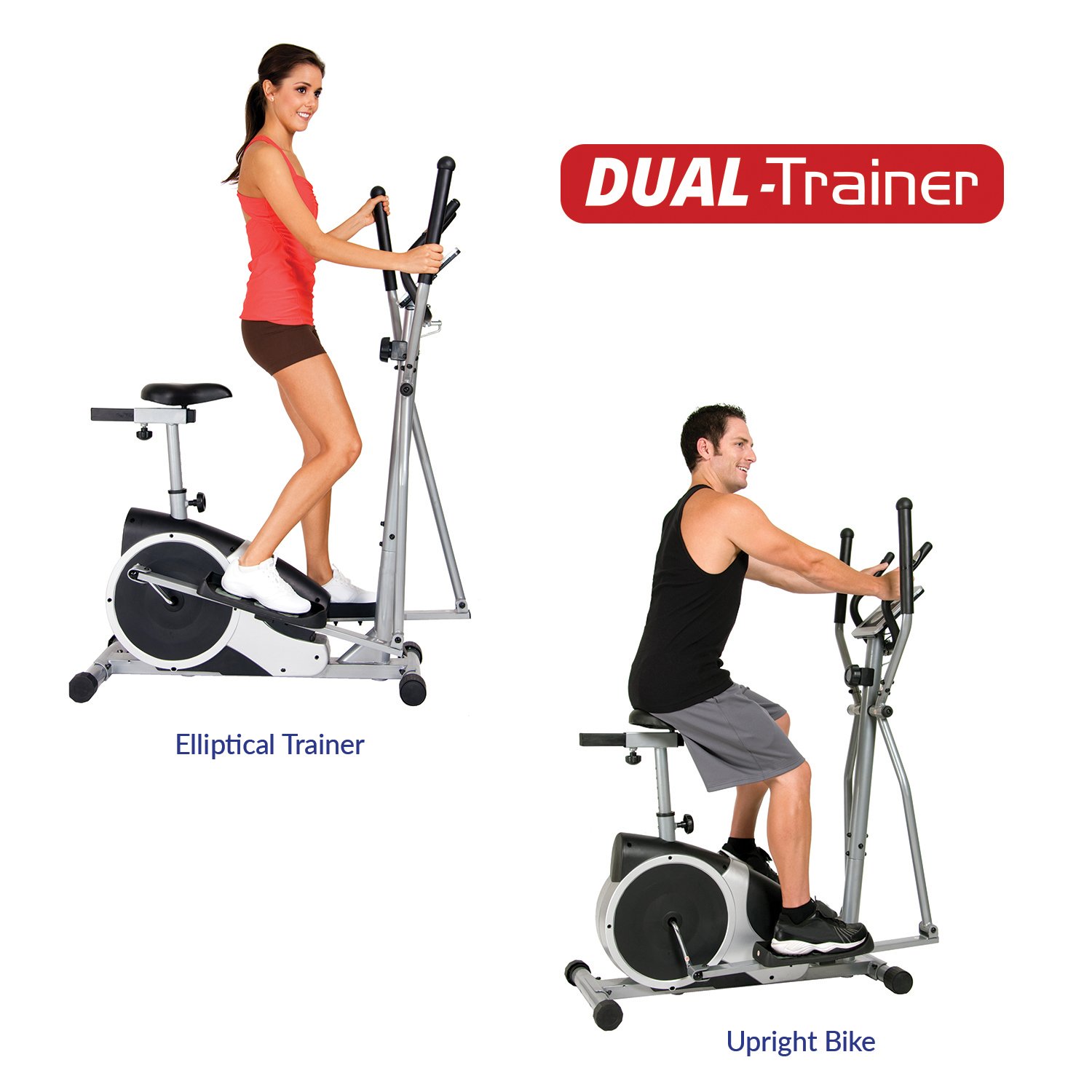 Body Champ Magnetic Cardio Dual Trainer - Elliptical and Upright Exercise Bike BRM2720