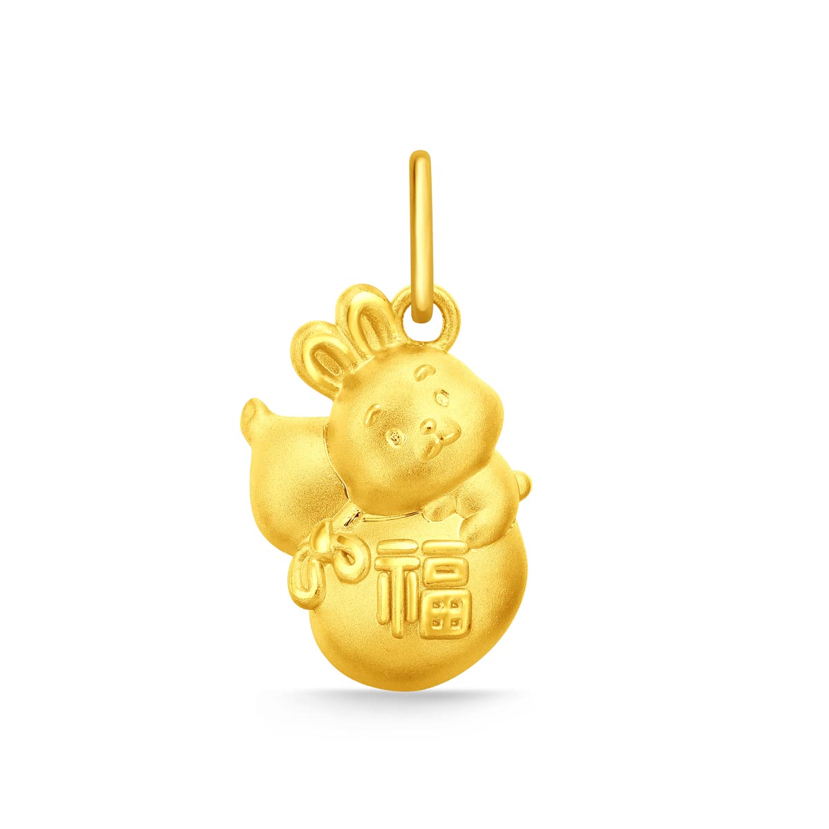 CHOW TAI FOOK 999 Pure 24K Gold Year of Rabbit Hugging Hulu Bunny Pendant