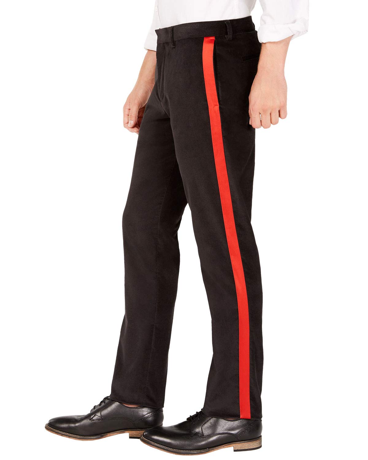 Calvin Klein Mens Velvet Stripe Casual Trouser Pants, Black, 34W x 32L