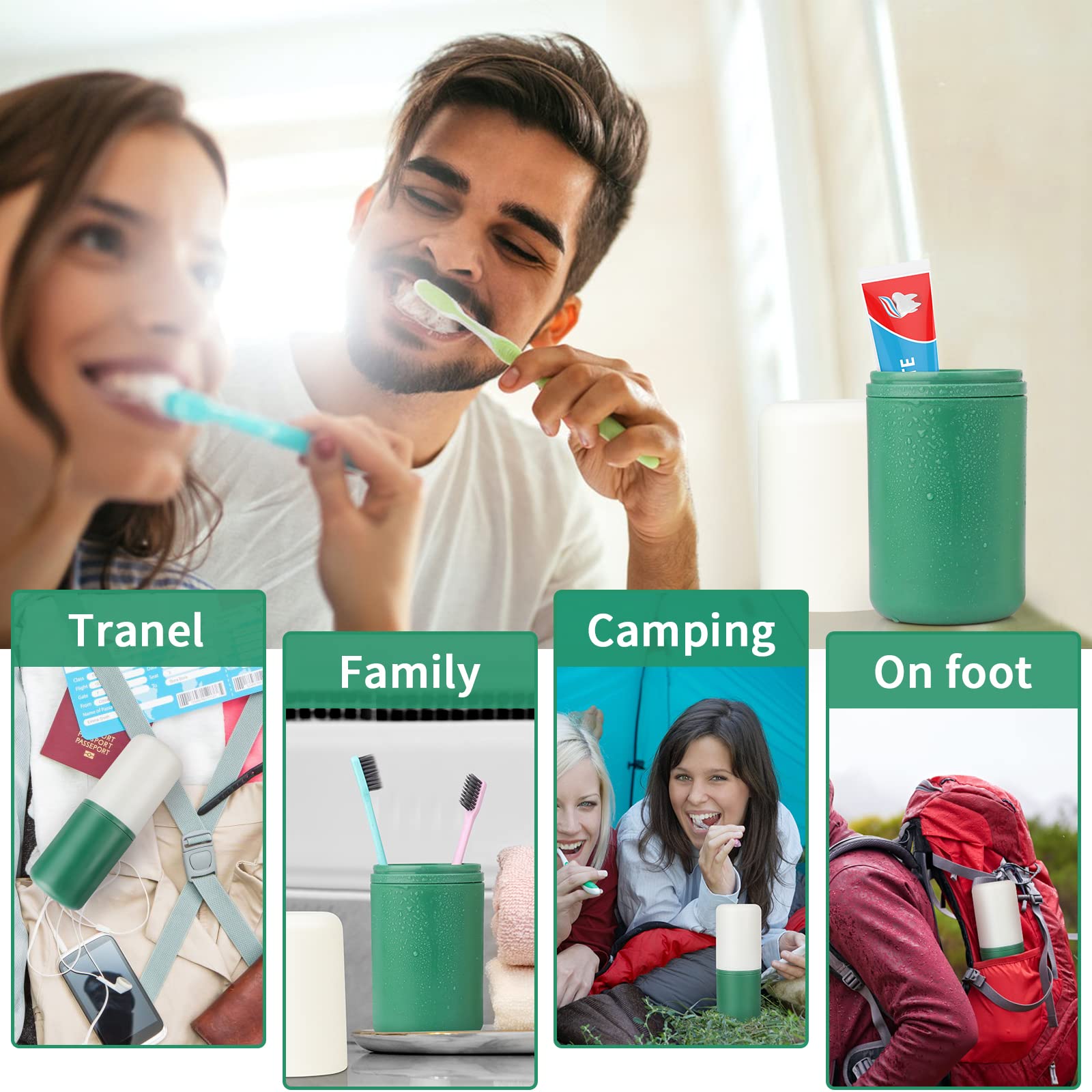 Hooqict Travel Toothbrush Case Portable Toothbrush Carrier Case Plastic Toothbrush Storage Case Cover Toothbrush Cup Container for Travelling, Camping, Bathroom, Home, School