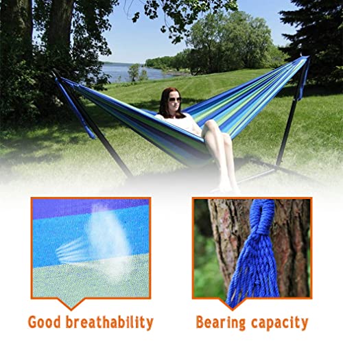 FDW Double Hammock Stands Portable Hammock Stand Heavy Duty Steel Stand for Outdoor Patio or Indoor (Blue)