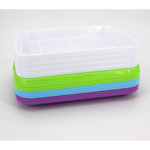 Happyyami Seed Growing Tray Multifunctional Broccoli Wheatgrass Alfalfa Seed Sprouting Soilless Culture Tray Double Layer Germination Planter with Paper for Home Sky Blue