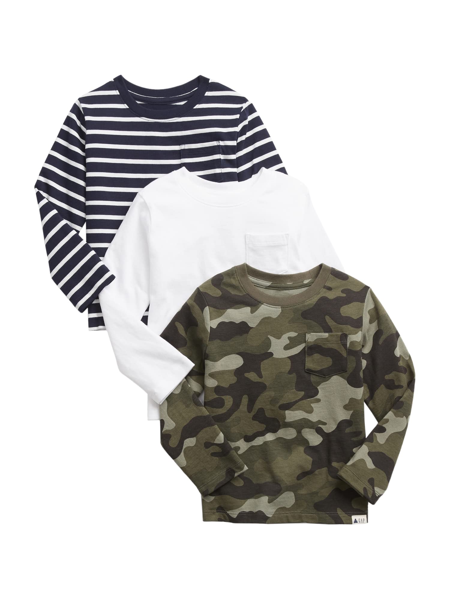 GAP Baby Boys Long Sleeve Pocket T-Shirt T Shirt, Green Camo, 12-18 Months US