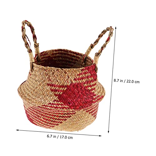 BUGUUYO Arched Flower Basket Bamboo Red