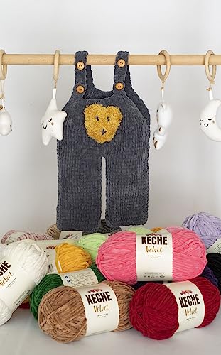 Keche Velvet Yarn for Crocheting, Soft Chenille Bulky Baby Blanket Amigurumi Yarn 100 gr (132 yds) - Hot Pink