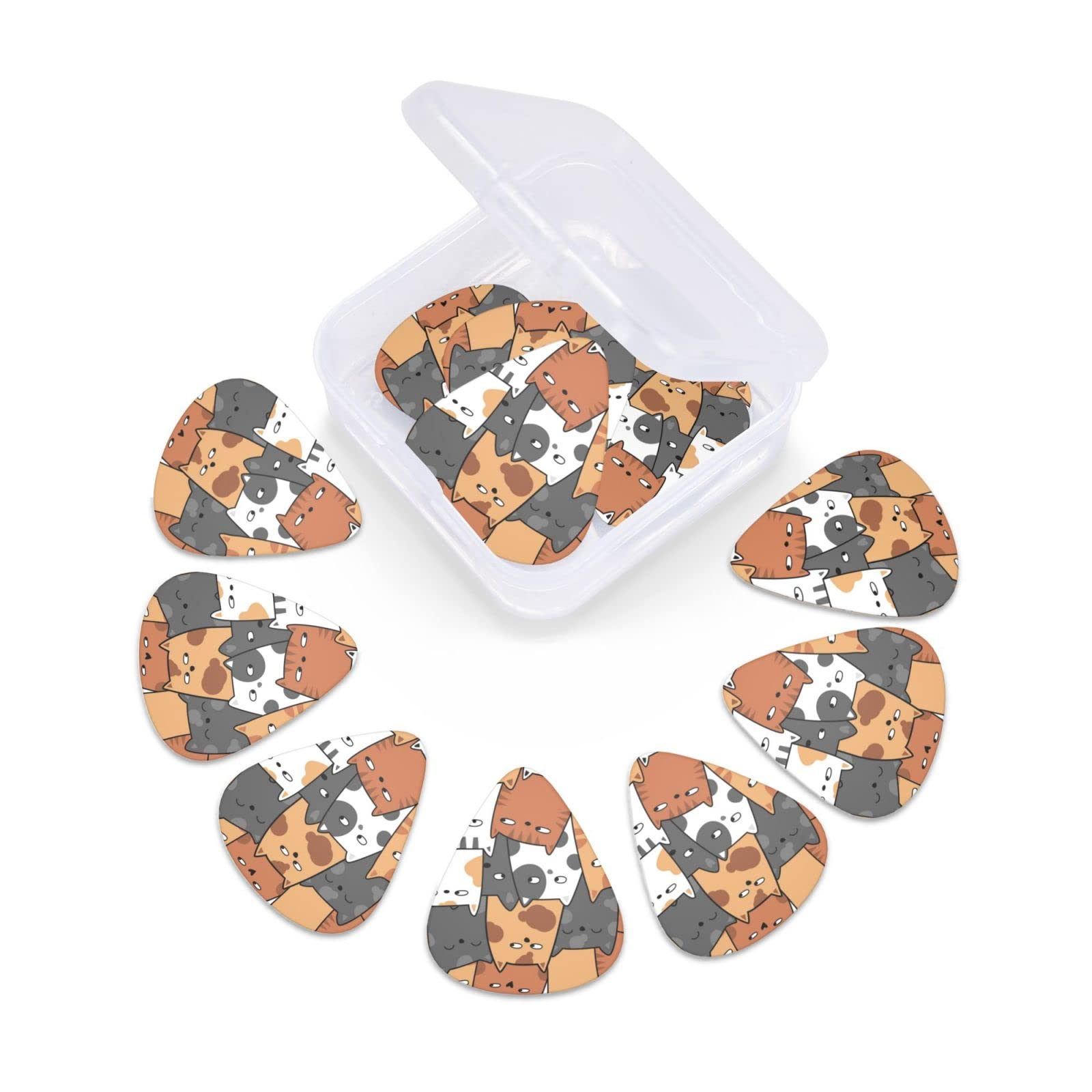 Cute Cat Guitar Picks For Guitar Players,Guitar Picks For Acoustic Guitar,Classical Triangle for Bass, Electric Acoustic Guitars 12 Pack