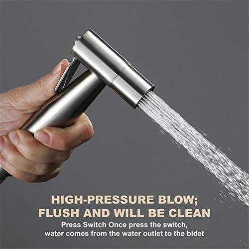 Handheld Bidet Sprayer Stainless Steel Sprayer Shattaf for Toilet, Brushed Nickel Bathroom Bidet Sprayer Head Only (01)