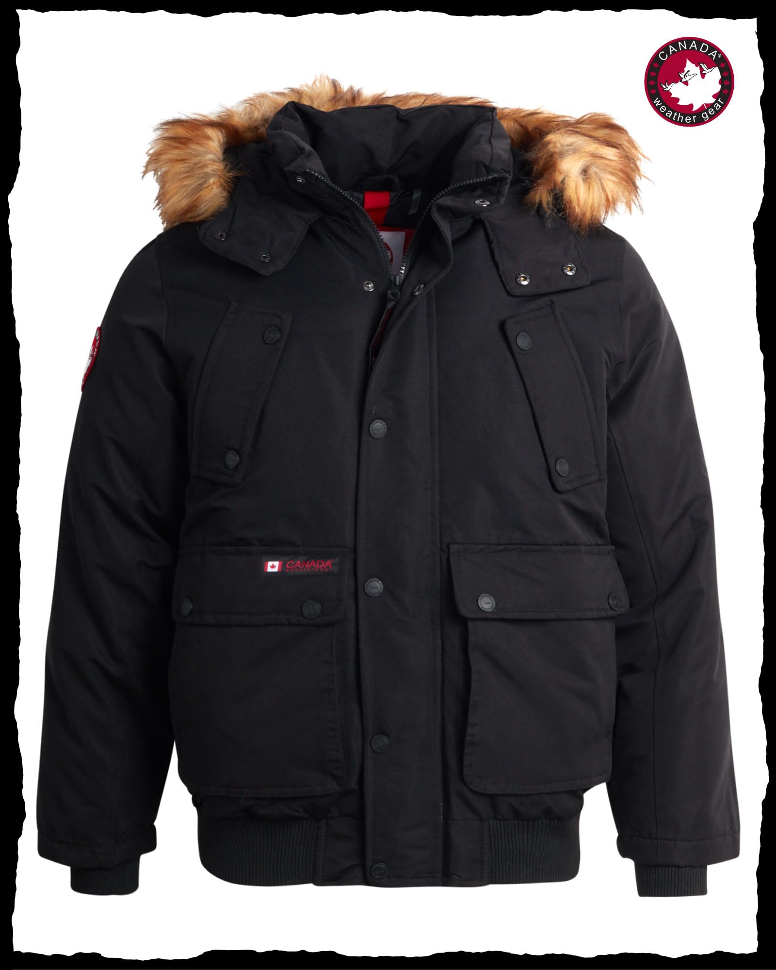 CANADA WEATHER GEAR Men’s Big & Tall Winter Jacket– Heavyweight Bomber Parka Coat– Jacket for Big and Tall Men (M-5XL), Size Medium, Raven Black