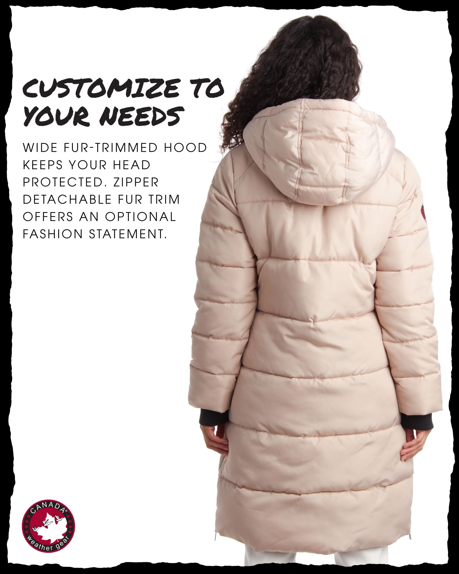 CANADA WEATHER GEAR Women's Winter Jacket - Heavyweight Long Length Bubble Puffer Parka (S-XL), Size Medium, Sand/Natural