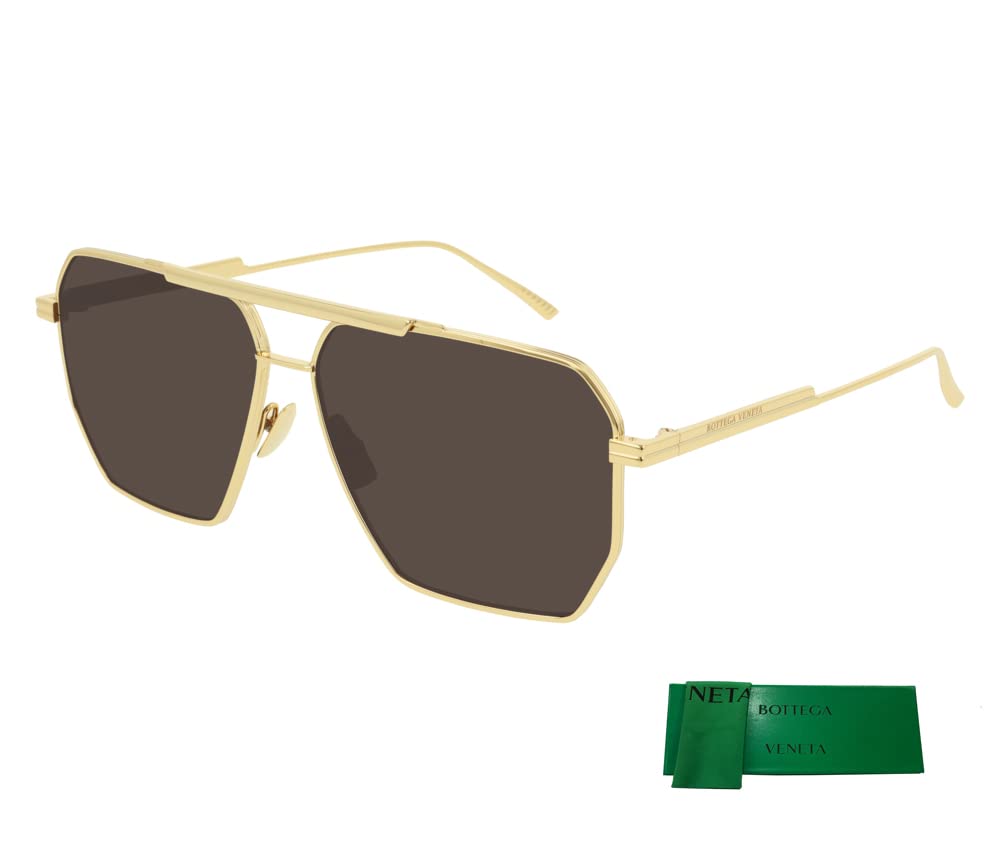 Bottega Veneta BV1012S 003 60MM Gold/Brown Aviator Sunglasses for Men + BUNDLE with Designer iWear Eyewear Kit