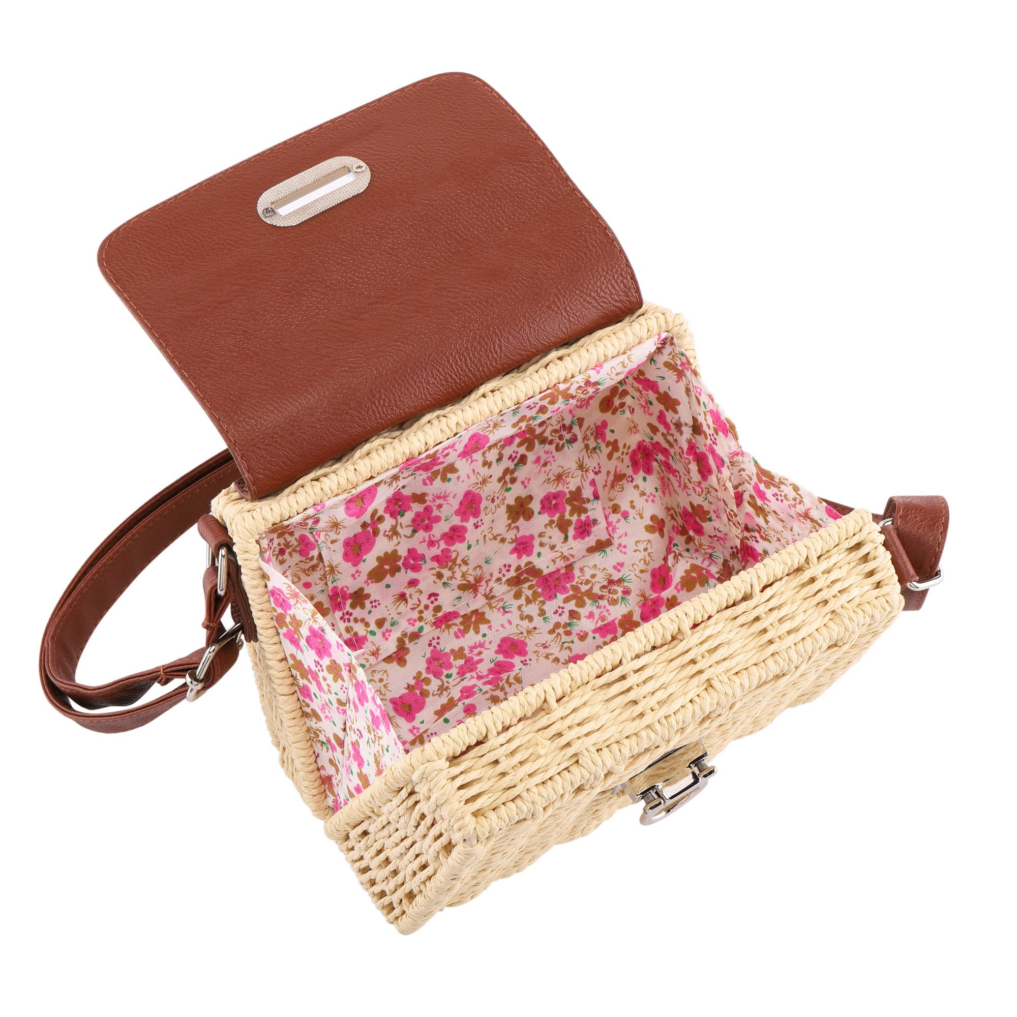 CHIC DIARY Summer Beach Straw Bag for Women Small Straw Crossbody Shoulder Handbag Handwoven Rattan Clutch Purse (A-Beige)