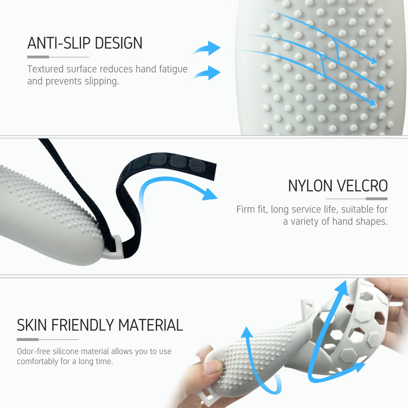 Controller Grips Cover for Oculus Quest 2, GRADETEK Silicone Anti-Throw Grips Cover with Adjustable Knuckle Straps, Protector for Oculus Quest 2 Accessories