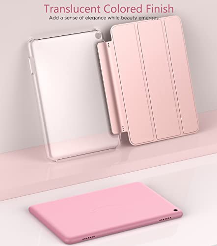 MoKo Case Fits All-New Amazon Kindle Fire HD 8 & 8 Plus Tablet(12th Generation/10th Generation, 2022/2020 Release) 8",Trifold Stand Cover with Translucent Backshell with Auto Wake/Sleep,Rose Gold