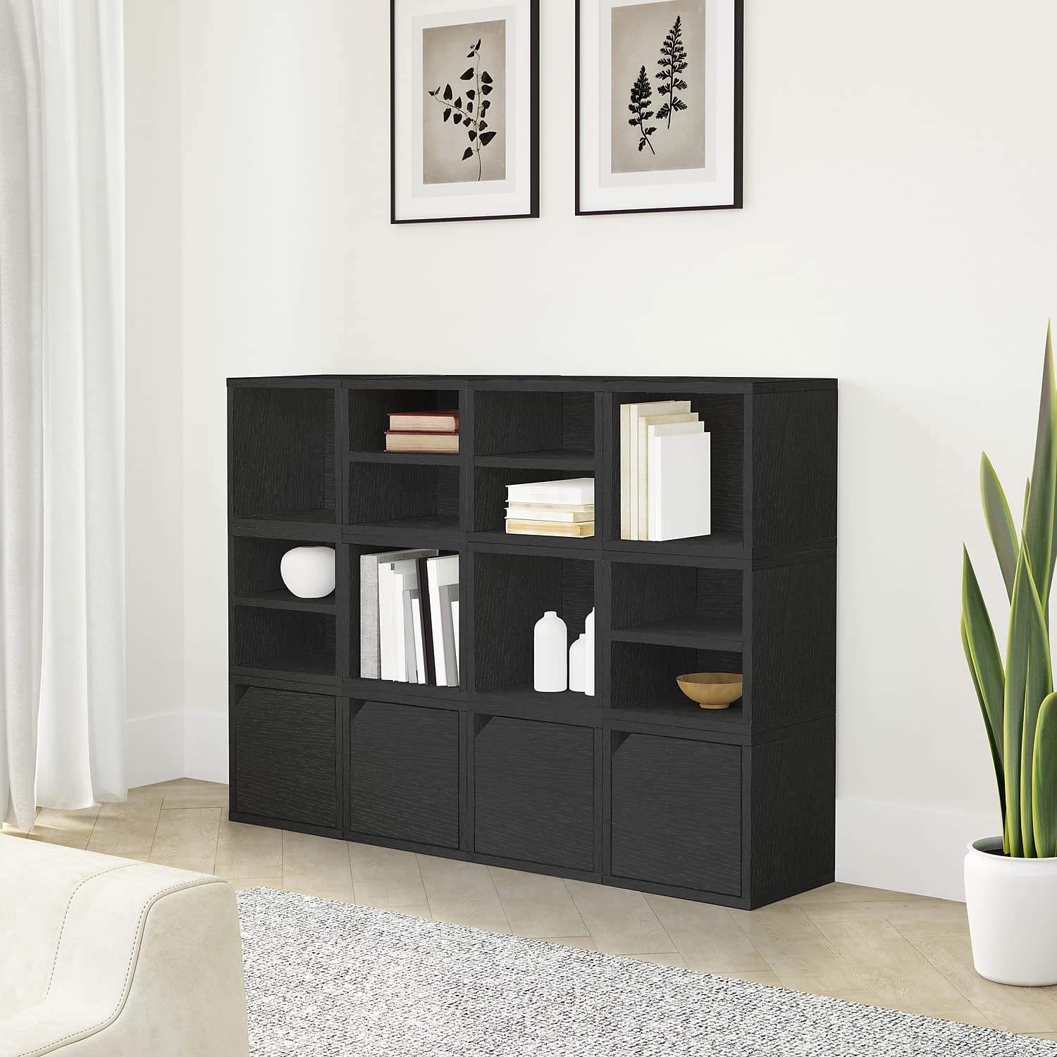 Way Basics Closet Organizer and Storage - Modular Connect Door Cube (Tool-free Assembly), Black