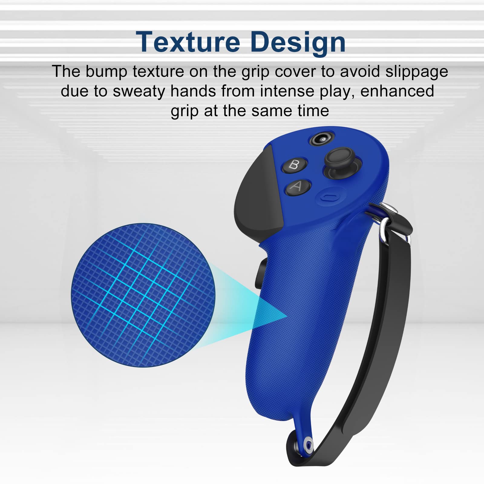 Controller Grips Cover Compatible with Oculus Meta Quest Pro Accessories, Silicone Anti-Slip Case Shell Protector for Quest Pro (Blue)