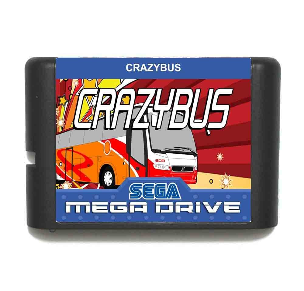 Crazy Bus Game Cartridge 16 Bit MD Game Card With Retail Box For Sega Mega Drive For Genesis (Black)