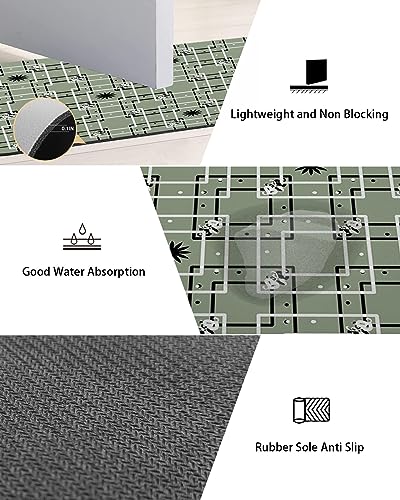 Geometry Bath Mat for Tub,Non Slip Bathroom Floor Runner Rug Quick Dry & Absorbent Diatomaceous Earth Shower Sink Kitchen Living Room Washable Doormat,Modern Boho Polka Dot Minimalist Flowers 16"x24"