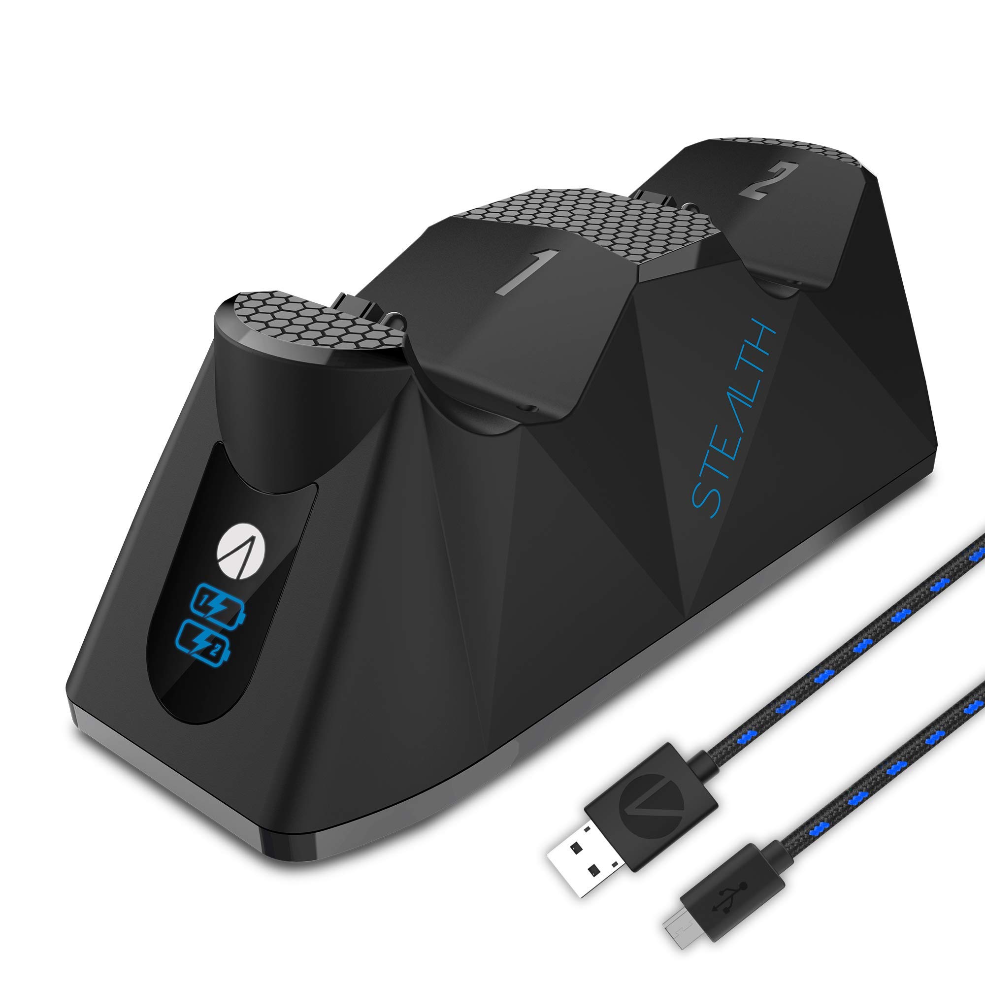 Stealth SP-C100 Twin Charging Dock with 2M Play & Charge Cable For PS4 - Black (PS4)