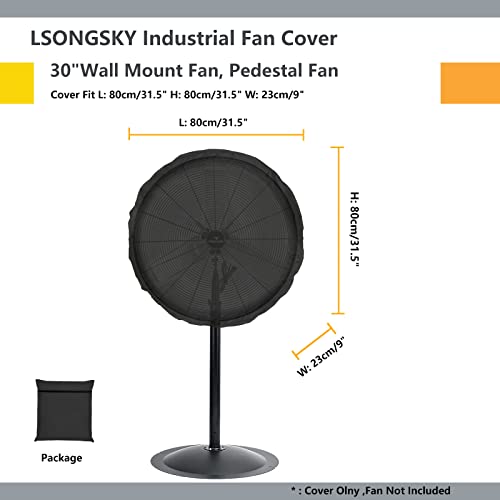 LSongSKY Industrial Fan Cover 2 Pack,Suitable for 30 Inch Wall Mount Fan,Industrial Pedestal Fan in the Warehouse,Shop, Garage,and Workspace,Waterproof & Dustproof 600D Oxford,Black