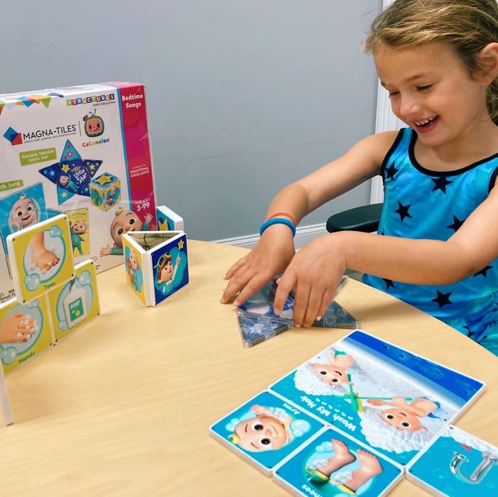 CreateOn CoComelon® Bedtime Songs Magna-Tiles Structure Set, Magnetic Kids Building Toys, Educational Stem Toys for Ages 3+, 19 Pieces