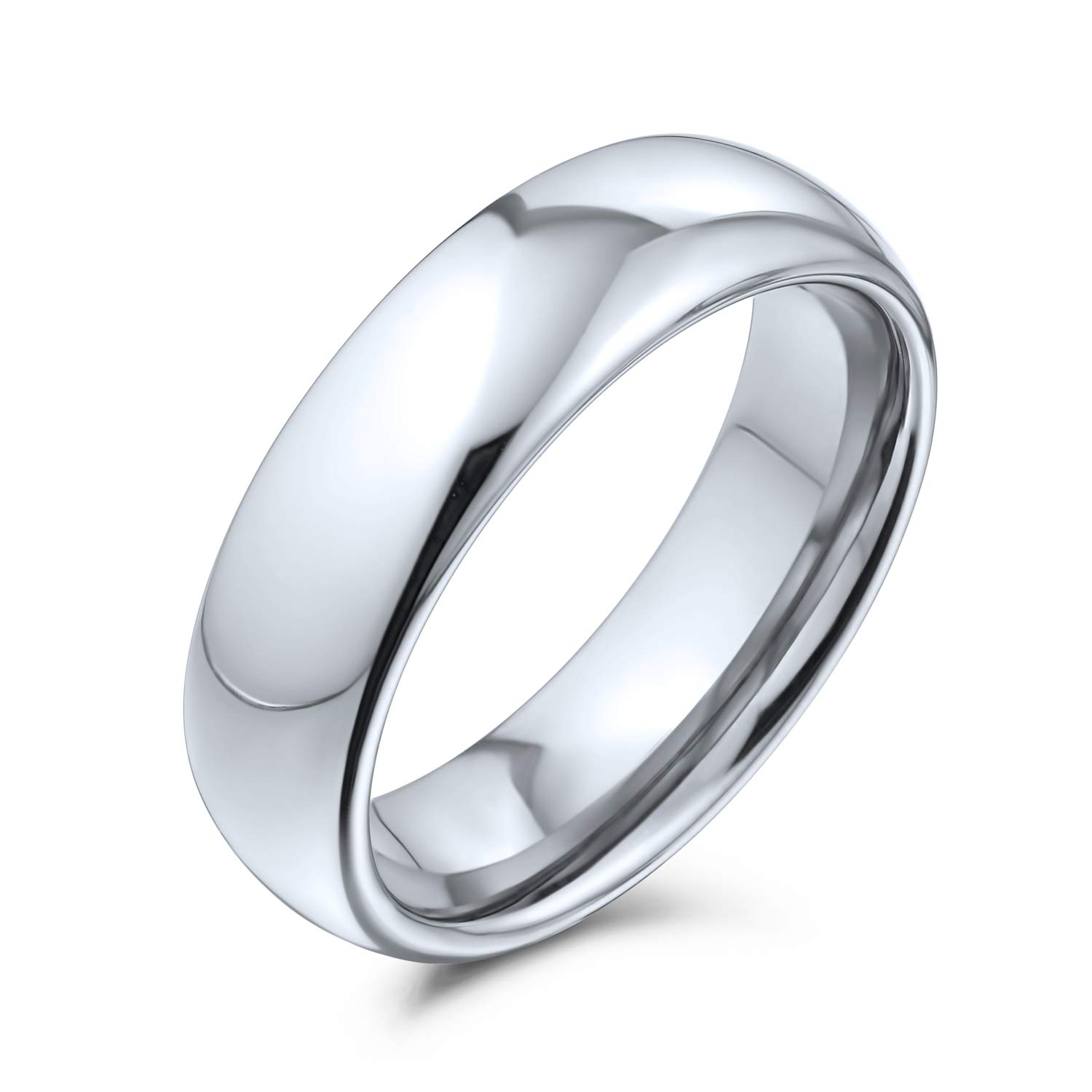 Bling Jewelry Personalized Simple Dome Couples Titanium Wedding Band Polished Ring For Men For Women Comfort Fit 5MM Custom Engraved