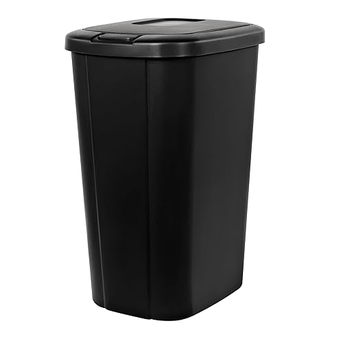 FGriD 13.3 Gallon Trash Can, Plastic Touch Top Kitchen Trash Can, Black