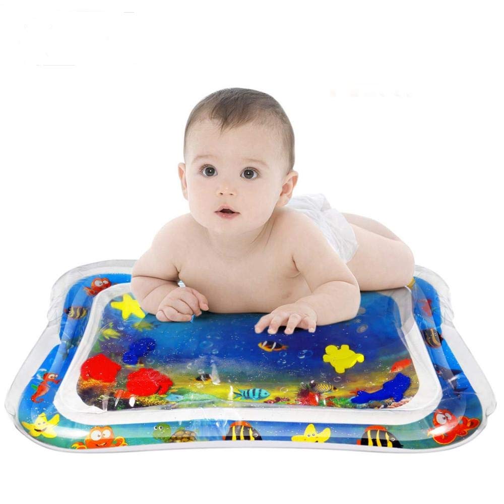 TummyTimeFun, Infant Inflatable Water Play Mat (26 x 20 Inches) - Tummy Time Educational and Sensory Stimulation for Toddlers - Indoor Activity Play-mat Center with Sea Animal Prints Easy to Inflate
