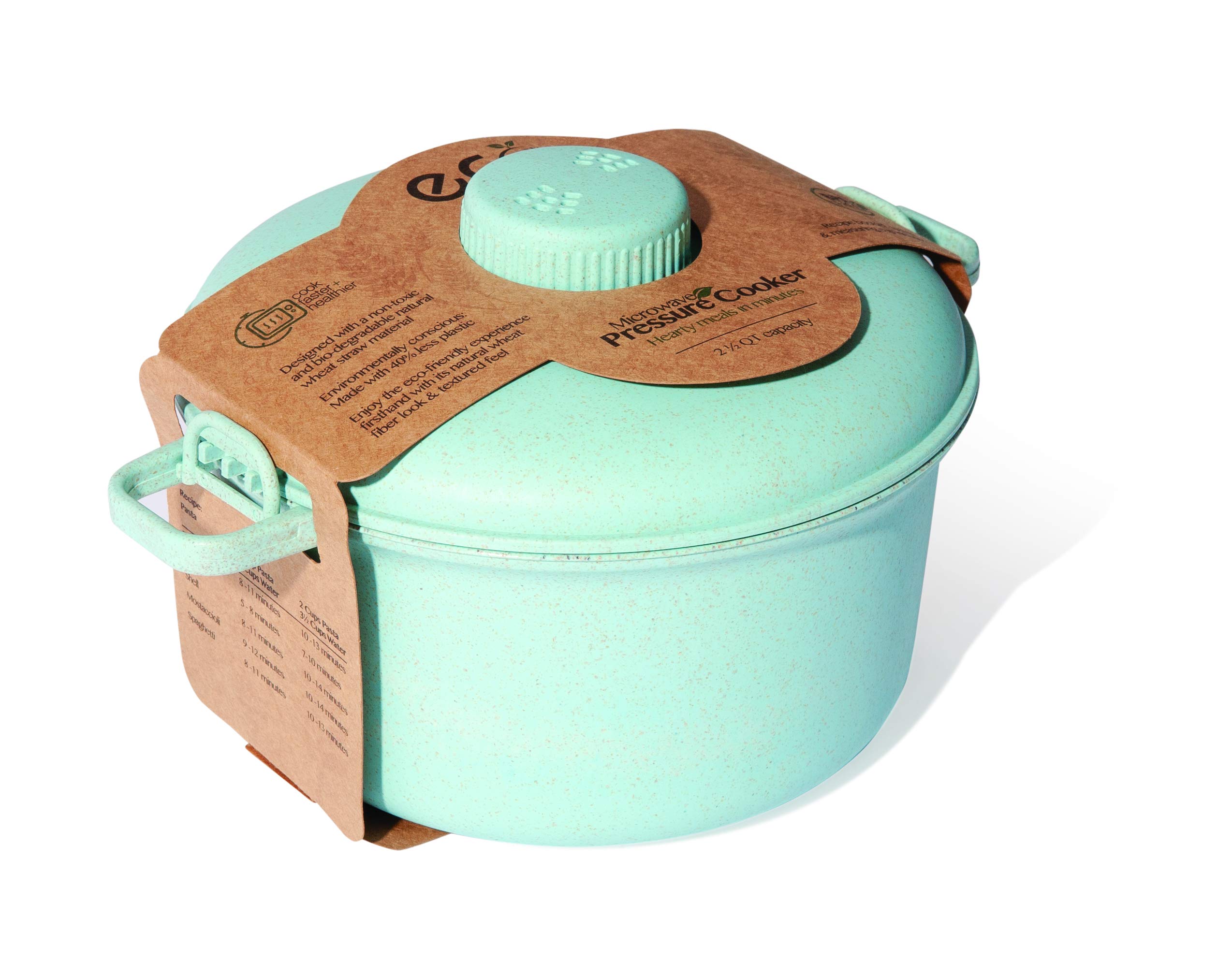Handy Gourmet Eco Friendly Microwave Pressure Cooker - Easy Microwave Cooking - Easy & Fast Microwave Cookware for Rice, Chicken, Pasta, and More - Non-Toxic & Bio-degradable Material (Teal)