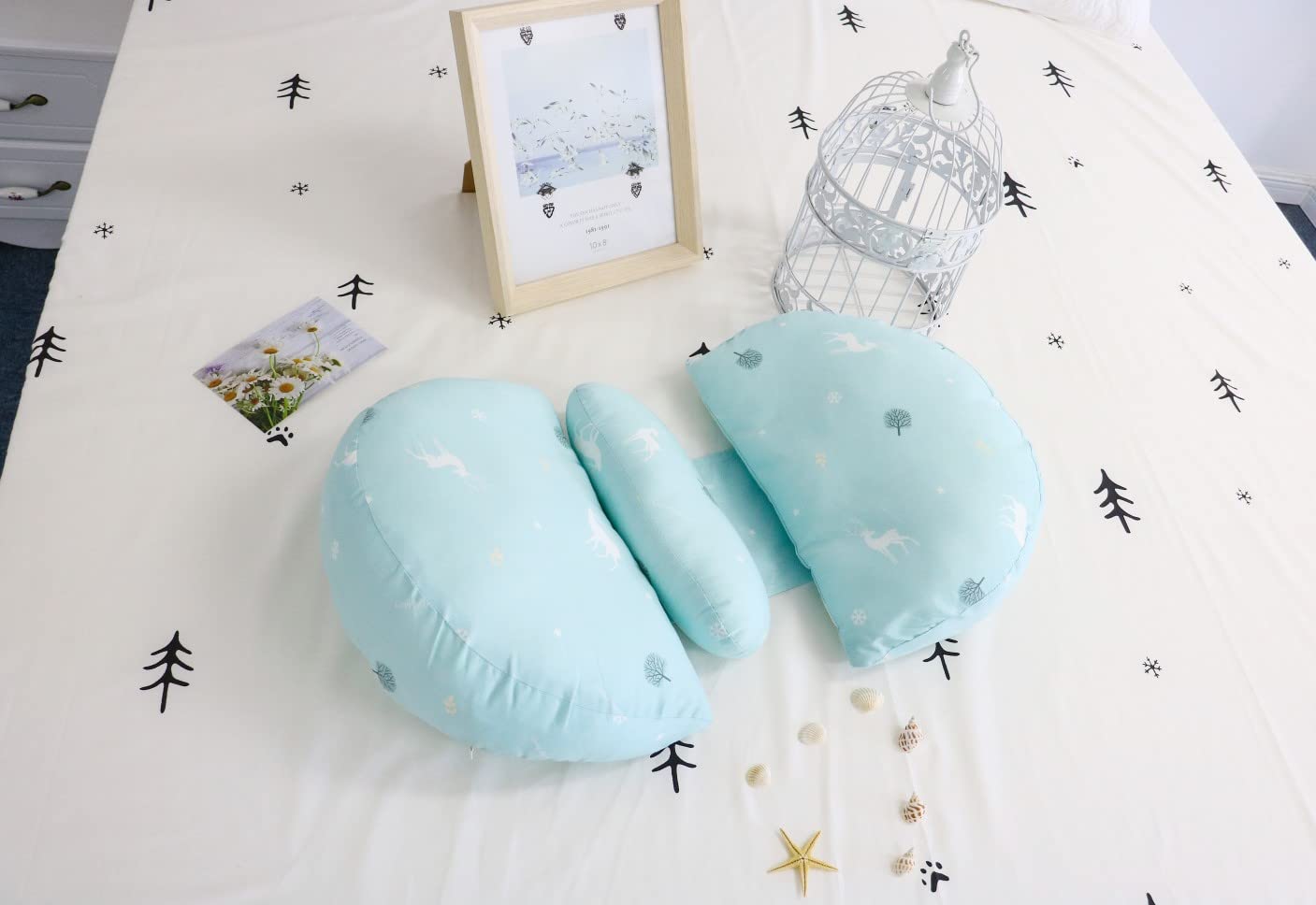 Lacomfy Pregnancy Pillow for Side Sleeper, Double Wedge Pillow for Maternity, Side Sleeping Pillow for Belly, Waist, Back Support, Detachable and Removable Outercase, Easy to Clean, Light Green
