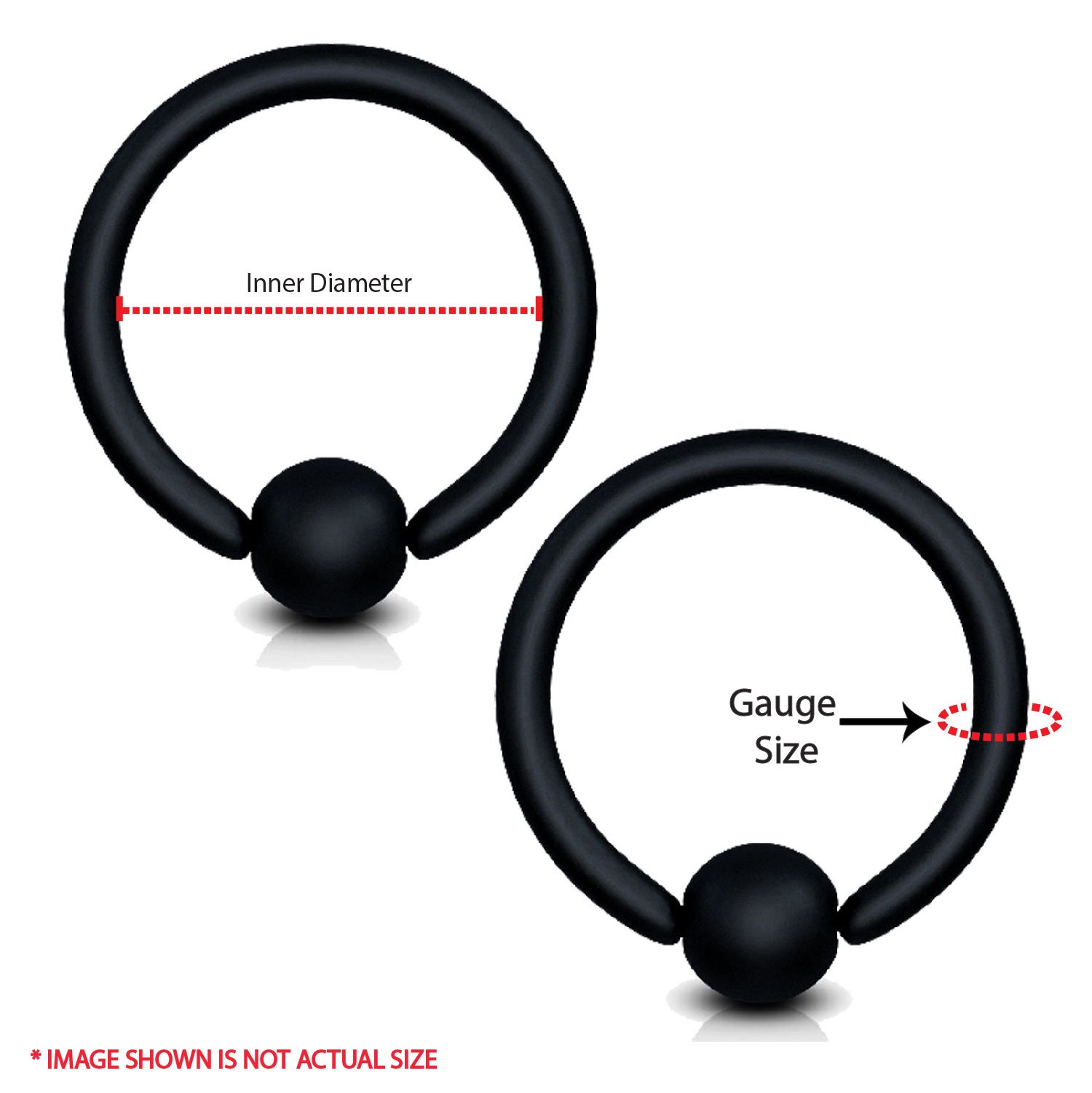 BodyJ4You 2PC Ball Closure Ring Stainless Steel 10G BCR 12mm Nipple Ear Lobe Conch Body Piercing Jewelry