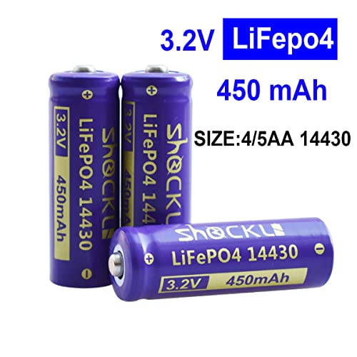 funkawa (8-Pack) Shockli 14430 3.2 Volt 450mAh LiFePo4 Rechargeable 3.2V Solar Battery for Solar Panel Outdoor Garden Lights Light【NOT AA Battery】