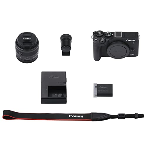 Canon EOS M6 Mark II Bundle: 15-45mm & 55-200mm Lenses, EVF-DC2 Viewfinder, Tripod, 64GB Memory Card, Accessories β Complete Photography Kit
