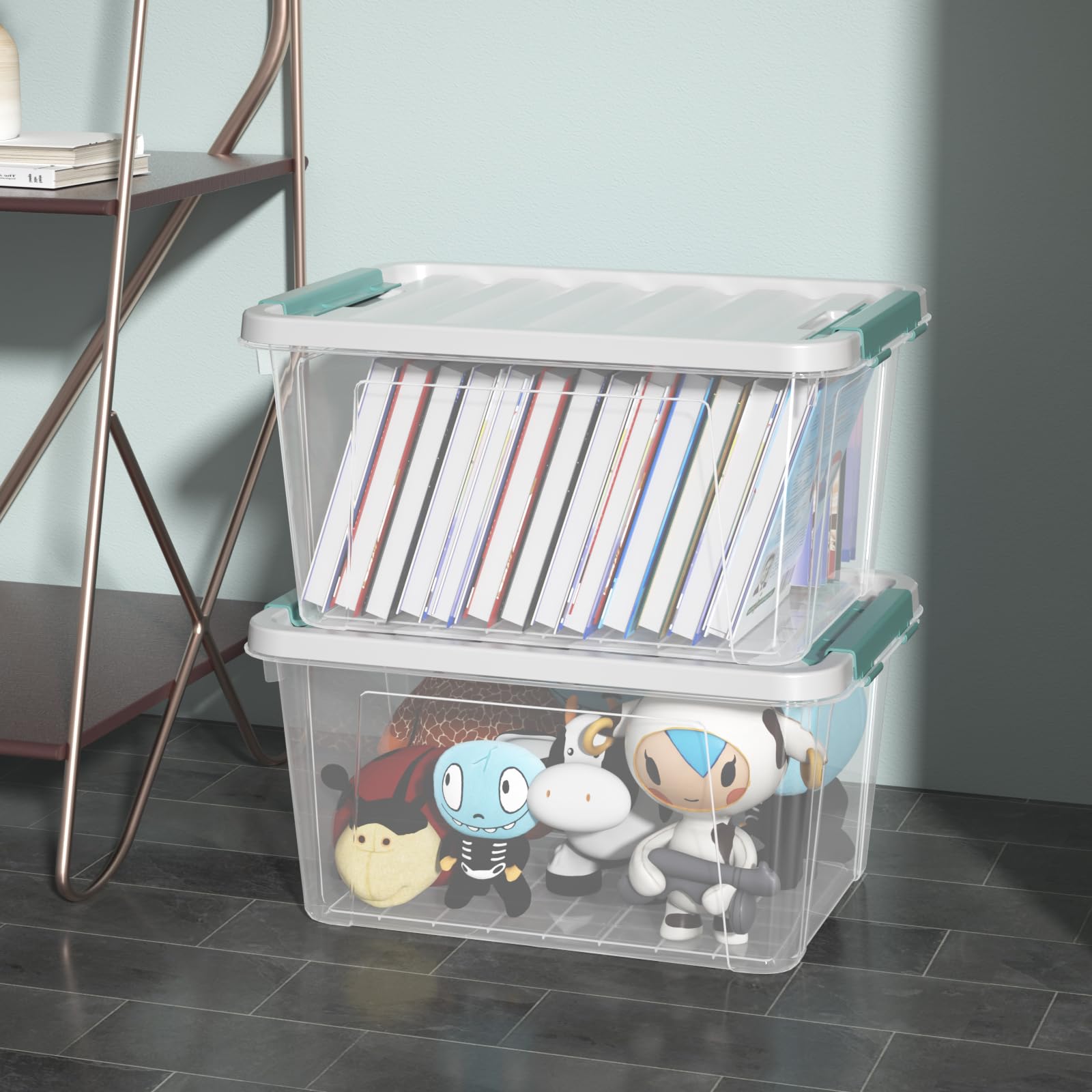 Buyitt 6-Pack Clear Plastic Storage Boxes, 20 Quart Plastic Storage Bins with Lids