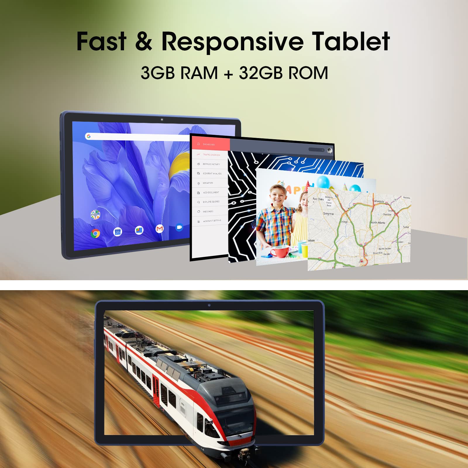 CWOWDEFU Tablet 10.35 inch Android 11 Tablet 10 inch 5G WiFi Tablets PC Quad-Core 32GB Children's Tablet 6000mAh Battery HD Touchscreen Tablets Kids (Gray)