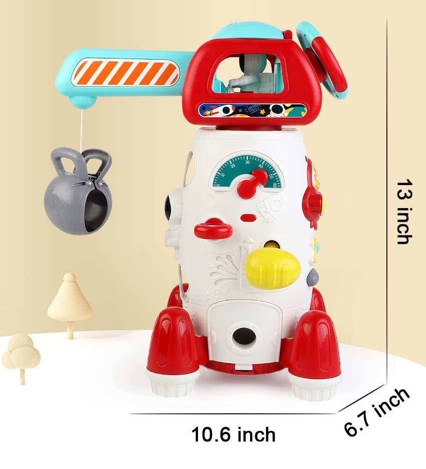 cxjoigxi Rocket Ship Toy for Kids 3-5,Montessori Toys for 1 2 3 Year Old Boy Girl,5 in 1 Space Rocket Explore Toys,Early Development Learning Toys for Gift