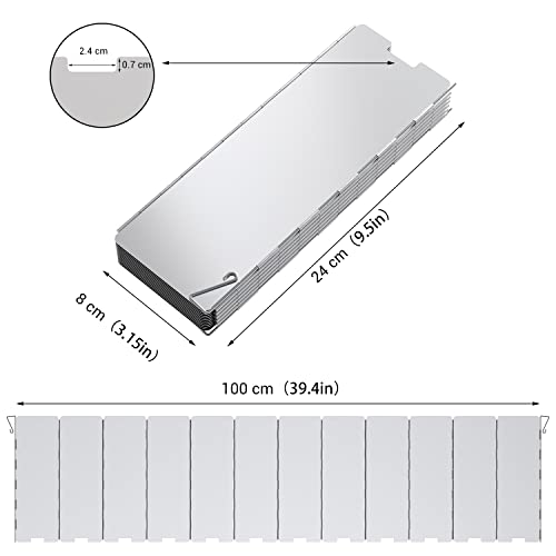 Camp Stove Windscreen, Ohuhu Camping Stove Windscreen 12 Plates Aluminum Folding Portable Camping Stove Windshield Grill Wind Screen for Camp with Carry Bag for Camping Hiking Picnic Backpacking