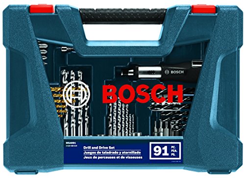 Bosch Power Tools Drill Kit - CLPK22-120 - 12-Volt Lithium-Ion 2-Tool Combo Kit (Drill/Driver and Impact Driver) with 2 Batteries, Charger and Case w/ 91 pc drill and drive bit set