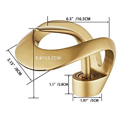 Elegant Waterfall Single Handle 1-Hole Bathroom Vessel Sink Faucet Bathroom Faucet Solid Brass Bathroom Vessel Sink Faucet Vanity Sink Faucet Mixer Basin Tap cUPC Certified(Frosted Gold)