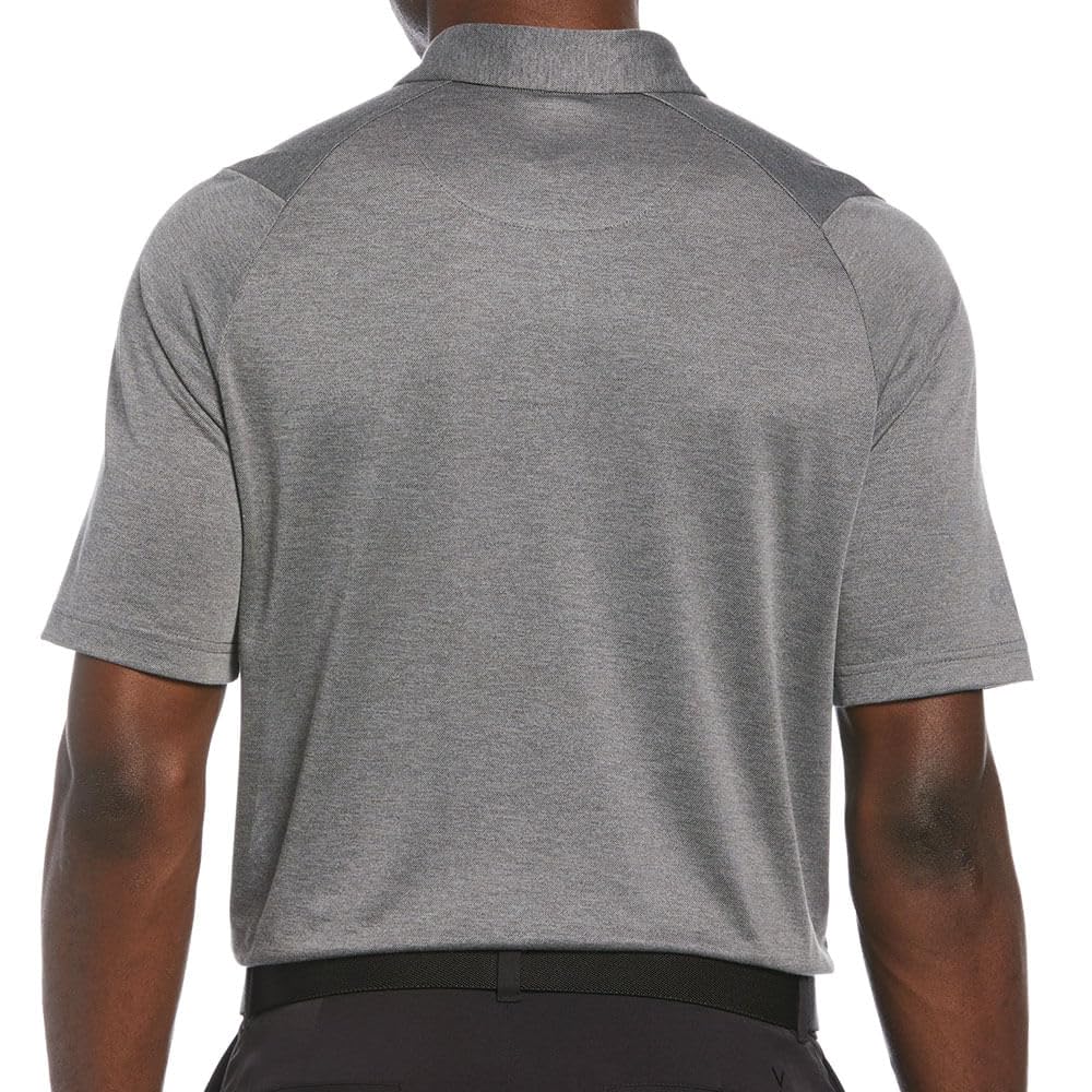 Callaway Men's Soft Touch Color Block Short Sleeve Golf Polo Shirt, Peacoat Heather, 3X-Large
