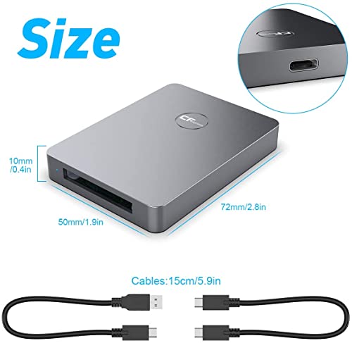 CFexpress Card Reader, Rocketek USB 3.1 Gen 2 10Gbps CFexpress Reader, Portable Aluminum CFexpress Memory Card Adapter Thunderbolt 3 Port Connection Support Android/Windows/Mac OS1