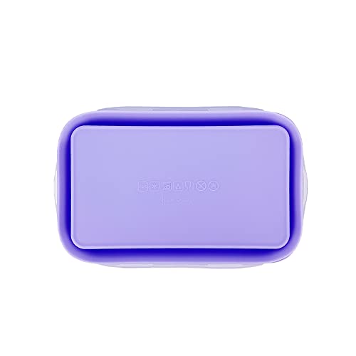 Lunbengo Purple Collapsible Sandwich Container, Silicone Lunch Container Bento Box with Plastic Lid, Microwave Safe, Camping Bowl For Meal Prep, Travel and Hiking, 40oz/1200ML