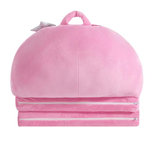 Heritage Kids Rainbow Convertible Flip Lounger Foam Chair - Soft Plush Fabric - Ages 3+, Pink