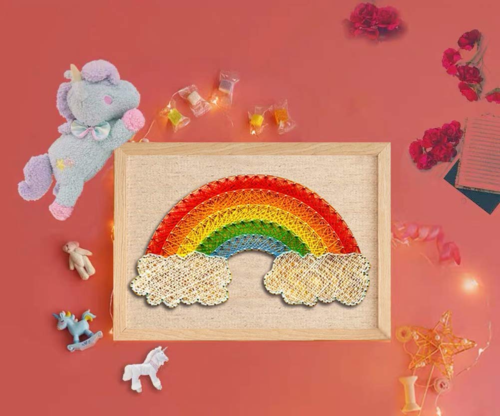 RM Studio DIY String Art Kit with All Necessary Accessories and Frame for Kids Students, Adult Crafts Kit, Home Wall Decorations Unique Gift (Rainbow)