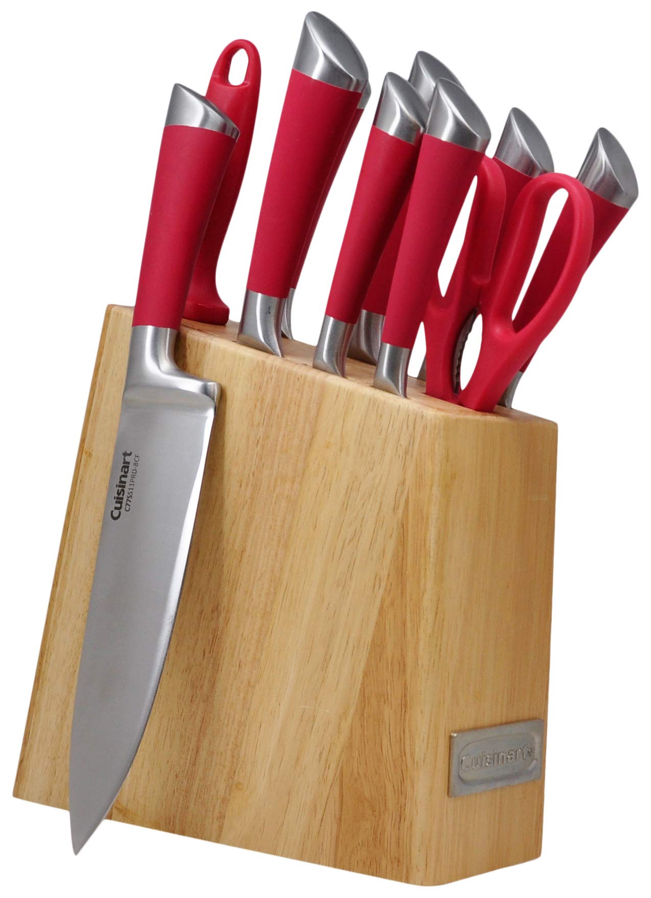 Cuisinart C77SS-11PRDGR 11-Piece Arista Collection Cutlery Stainless Steel Knife Block Set, Red