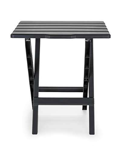 Camco Large Adirondack Portable Outdoor Folding Side Table - Perfect for The Beach, Camping, Picnics, Cookouts and More - Weatherproof and Rust Resistant - Charcoal (21047)